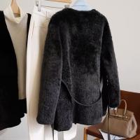 China V Collar Lacon Faux Fur Coat for sale