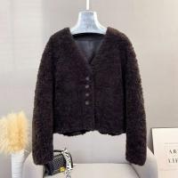 China V Neck Short Faux Sheep Fur Jacket for sale