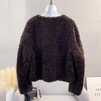 China V Neck Short Faux Sheep Fur Jacket for sale