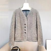 China V Neck Short Faux Sheep Fur Jacket for sale