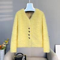China V Neck Short Faux Sheep Fur Jacket for sale
