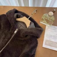 China Merino Faux Fur Hooded Coat for sale