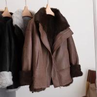 China Double Sided Faux Rabbit Fur Leather One Piece Coat for sale