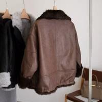 China Double Sided Faux Rabbit Fur Leather One Piece Coat for sale