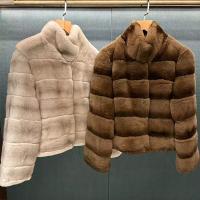 China Standing Collar Faux Rex Rabbit Fur Jacket for sale