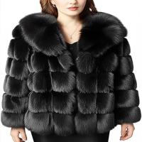China V Collar Faux Fur Jacket with Bust 100-115cm and Hidden Side Pockets for Women for sale