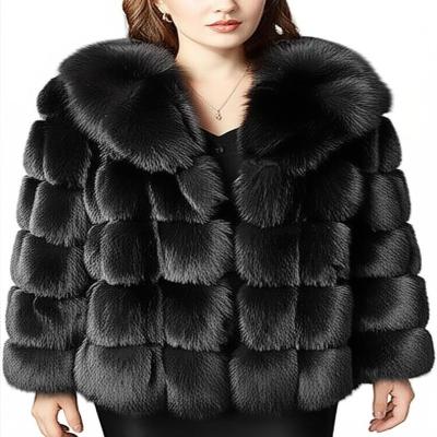 China V Collar Faux Fur Jacket with Bust 100-115cm and Hidden Side Pockets for Women for sale