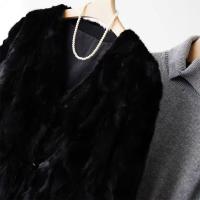 China Luxurious Lustrous Faux Mink Fur V Neck Jacket for sale
