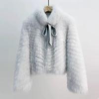 China Ice Cream Color Faux Fox Fur Striped Jacket for sale