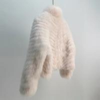 China Ice Cream Color Faux Fox Fur Striped Jacket for sale