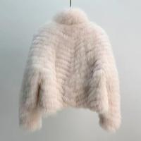 China Ice Cream Color Faux Fox Fur Striped Jacket for sale