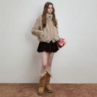 China Faux Mink Fur High Necked Jacket for sale