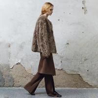 China Horn Button Faux Tuscan Fur Coat for sale