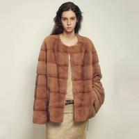China Classical Faux Velvet Mink Fur Round Neck Coat for sale