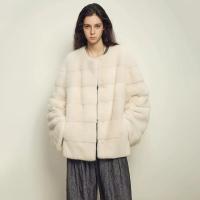 China Classical Faux Velvet Mink Fur Round Neck Coat for sale