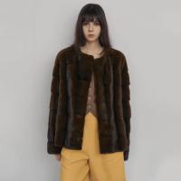 China Classical Faux Velvet Mink Fur Round Neck Coat for sale