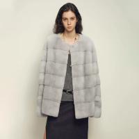 China Classical Faux Velvet Mink Fur Round Neck Coat for sale