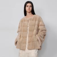 China Classical Faux Velvet Mink Fur Round Neck Coat for sale