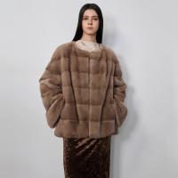 China Classical Faux Velvet Mink Fur Round Neck Coat for sale