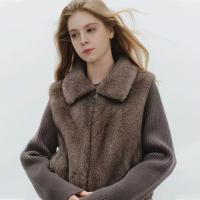 China Faux Mink Fur Patchwork Knitted Jacket for sale
