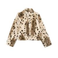 China Retro Faux Leopard Fur Long Sleeved Stand Up Collar Short Jacket for sale