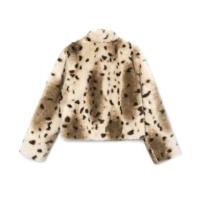 China Retro Faux Leopard Fur Long Sleeved Stand Up Collar Short Jacket for sale