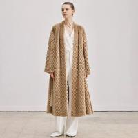 China Faux Mink Fur Striped Long Coat for sale