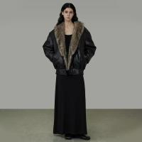China Short Faux Fur Lined Leather Thickened Jacket for sale
