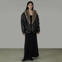 China Short Faux Fur Lined Leather Thickened Jacket for sale