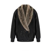 China Short Faux Fur Lined Leather Thickened Jacket for sale