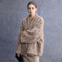 China Loose Lazy Style Faux Persian Lamb Fur Coat for sale