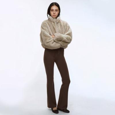 China High Quality Faux Fur Stand Up Collar Jacket for sale