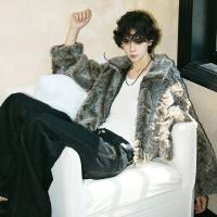 China Blue Gray Brown Faux Fur Suede Lapel Collar Coat for sale