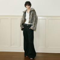 China Blue Gray Brown Faux Fur Suede Lapel Collar Coat for sale