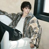 China Blue Gray Brown Faux Fur Suede Lapel Collar Coat for sale