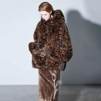 China Retro Leopard Faux Fur Hooded Coat for sale