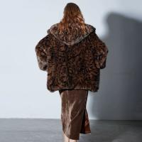 China Retro Leopard Faux Fur Hooded Coat for sale