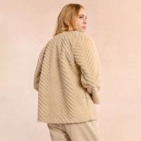 China Striped Small Round Collar Faux Fur Short Jacket for sale