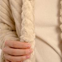 China Striped Small Round Collar Faux Fur Short Jacket for sale