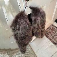 China Faux Mink Fur Rainbow Striped Jacket for sale