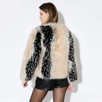 China Collarless Faux Fur Patchwork Coat for sale