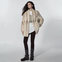 China Slavic Aesthetic Stand Up Collar Wide Shoulder Sleeve Faux Fur Coat for sale