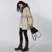China Slavic Aesthetic Stand Up Collar Wide Shoulder Sleeve Faux Fur Coat for sale