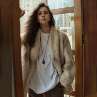 China Slavic Aesthetic Stand Up Collar Wide Shoulder Sleeve Faux Fur Coat for sale