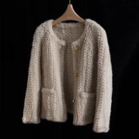 China Faux Mink Fur Wheat Pattern Woven Coat for sale