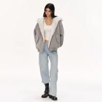 China Leopard Print Faux Fur PU Hooded Jacket for sale