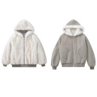 China Leopard Print Faux Fur PU Hooded Jacket for sale