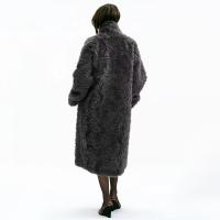 China Removable Scarf Style Faux Persian Lamb Fur One Piece Long Coat for sale