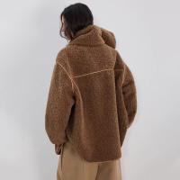 China Teddy Colored Faux Sheep Fur One Piece Plush Coat With A Scarf Included for sale