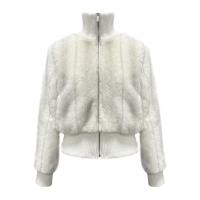 China Leather Simulated Faux Fur Knit Patch Stand Up Collar Coat for sale